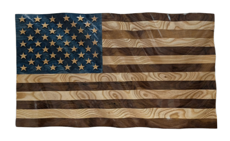 Walnut And Ash With A Stained Blue Union, Natural Stars – Rush Woodworks